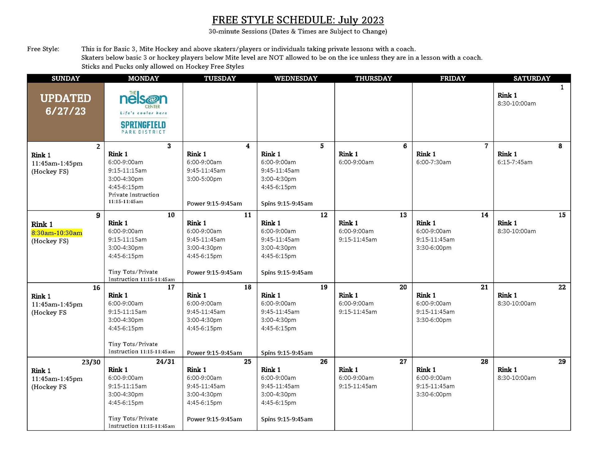 Nelson Center Ice Rink | Springfield Park District