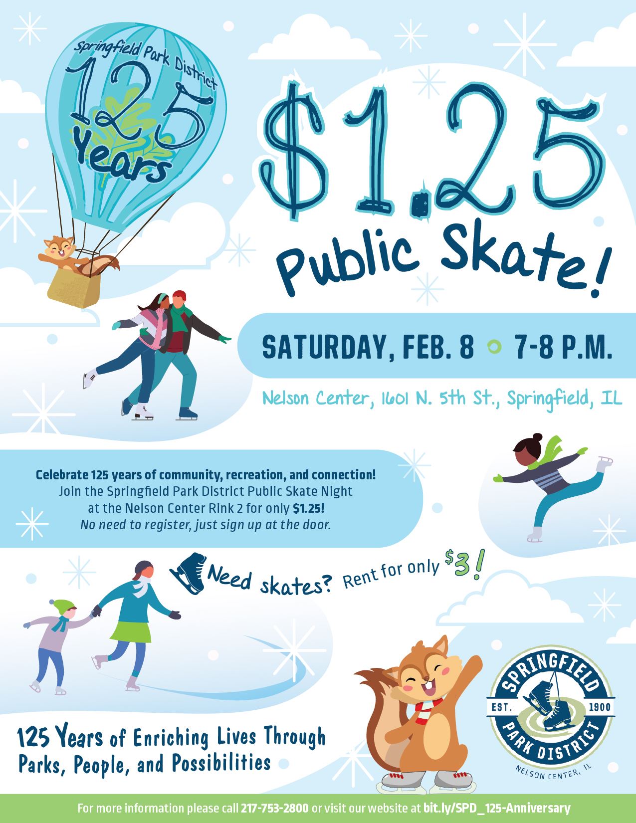 $1.25 Public Skate at the Nelson Center! | Springfield Park District